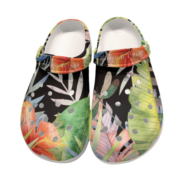 Sabots Hommes Crocs Noir Floral Hibiscus 2 – COULEURS LAGON